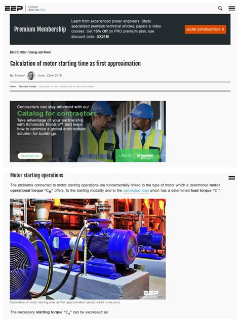 Calculation Of Motor Starting Time As First Approximation Eep Pdf
