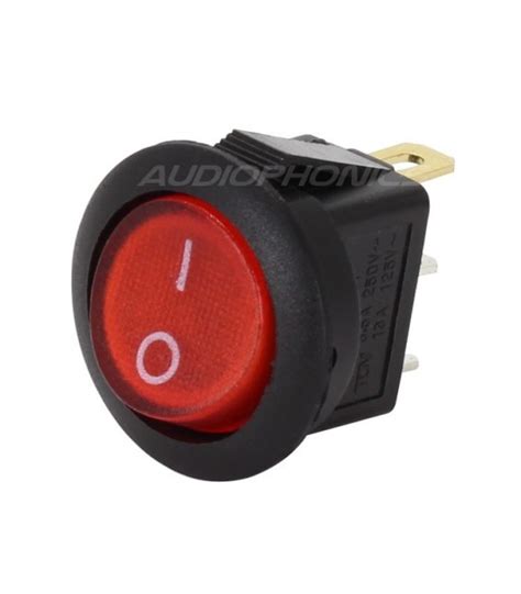 Toogle Switch With Red Light On Off 250v 3a Ø 21mm Black Audiophonics