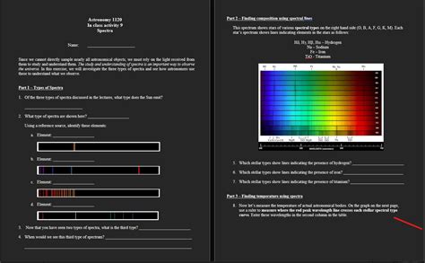[solved] astronomy 1120 part 2 finding composition using spectral