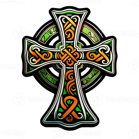 Celtic Cross With Cartoon Style Ornament Sticker 18874000 Png