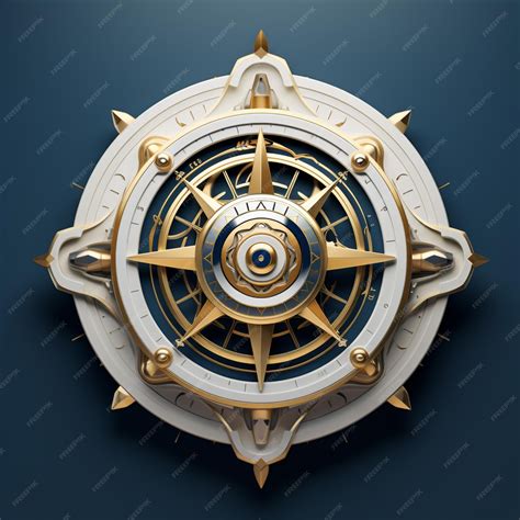 Premium Photo An Old Style Old World Compass On A White Background In The Style Of Light Navy