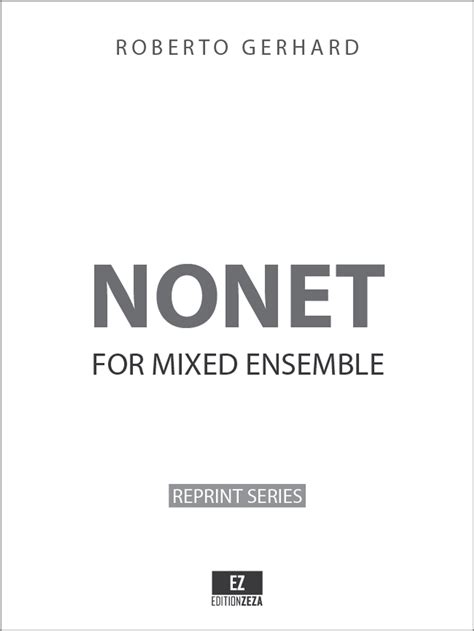 Gerhard Nonet For Mixed Ensemble Full Score And Parts