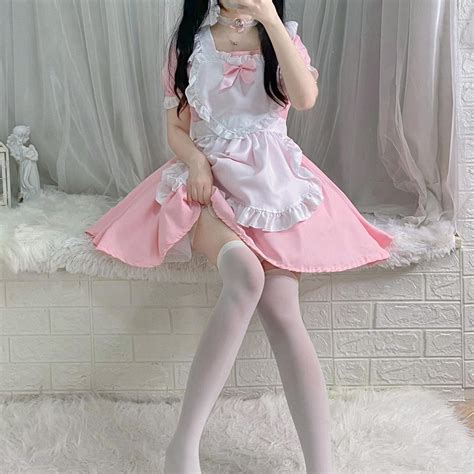 Buy Lolita Maid Dress Anime Pink Maid Dress Japan Soft Girl At