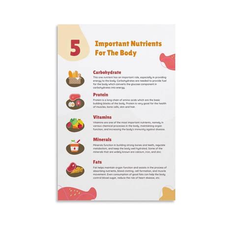 5 Important Nutrients Poster Canvas Wall Art Posters For Room Aesthetic