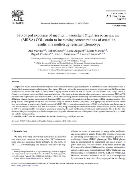Pdf Prolonged Exposure Of Methicillin Resistant Staphylococcus Aureus