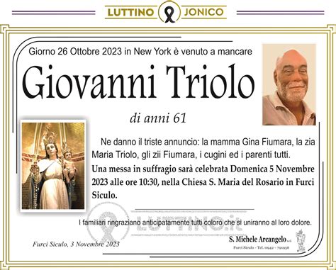 Necrologio Giovanni Triolo Luttino It