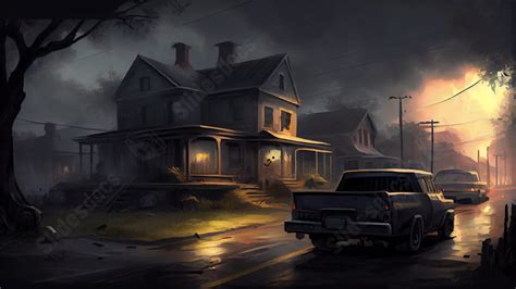 Game Thunderstorm Night Scene Illustration Powerpoint Background For