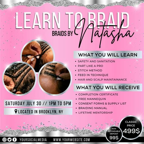Diy Hair Braiding Class Flyer Hair Flyer Braids Flyer Etsy