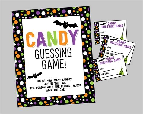 Printable Halloween Candy Guessing Game Guess How Many Candies Halloween Party Game Instant