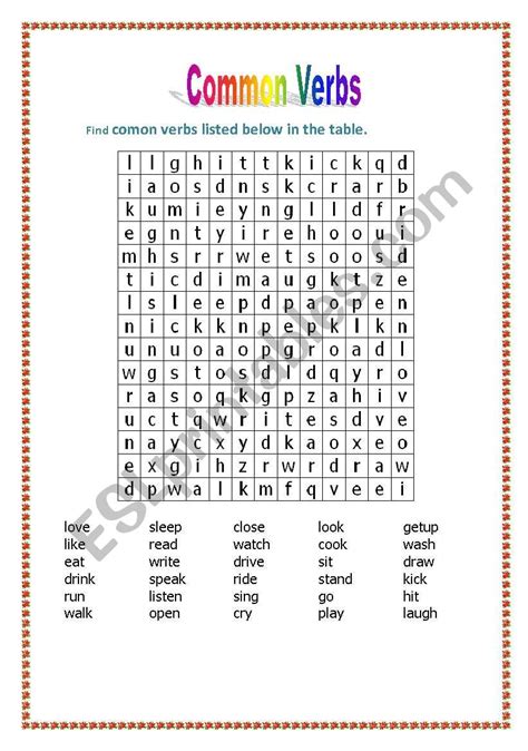 Common Verbs Esl Worksheet By Sirikamon