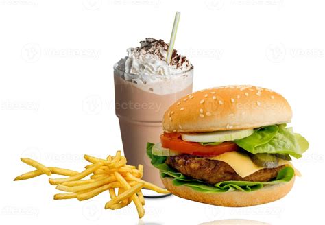Rico Hamburguesa Con Dorado Papas Fritas Y Soda 46151342 Foto De Stock