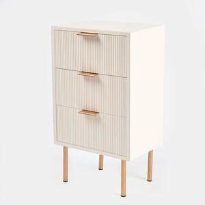 Ribbed Drawer Wooden Bedside Table