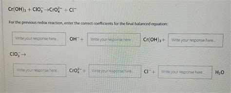 Solved Cr Oh 3 Clo3−→cro42− Cl− Match The Following For The