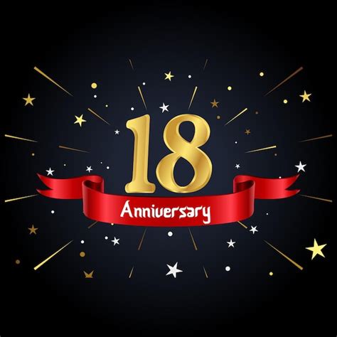 Celebración De Aniversario De 18 Años Vector Premium