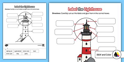 Label The Lighthouse Worksheet For K 2nd Grade Twinkl