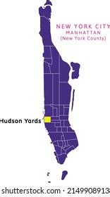 Hudson Yards Neighborhood Location On Map Stock Vector Royalty Free