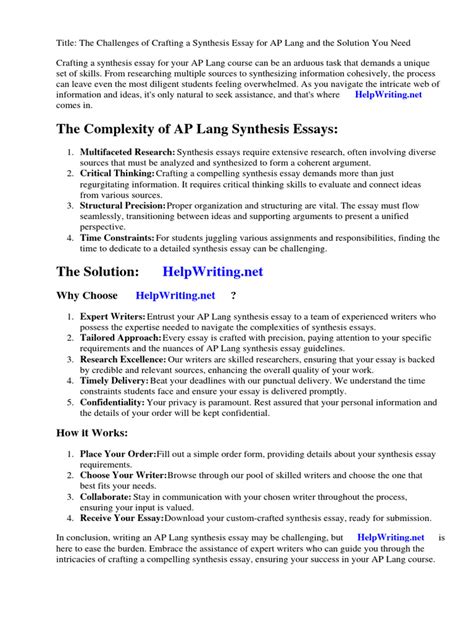 Ap Lang Synthesis Essay Help Pdf