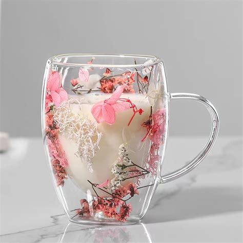 Qzinxja Double Walled Glass Coffee Mugs Espresso Cupspink