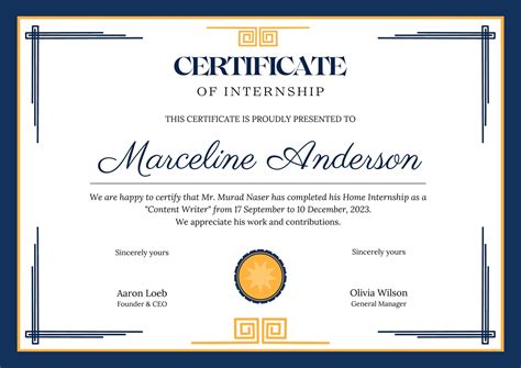 Free Custom Printable Internship Certificate Templates 47 Off