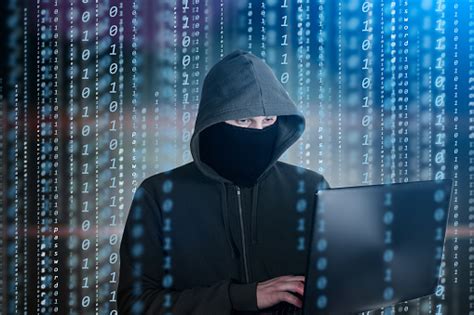 Hackers Programmer Look On Screen And Writes The Program Code Hack