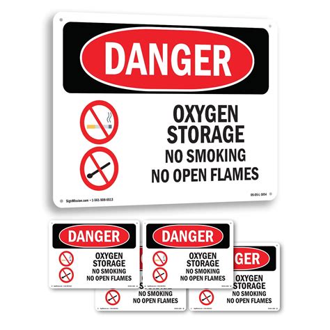 Oxygen Storage No Smoking No Open Flames Osha Danger Rigid Plastic Sign