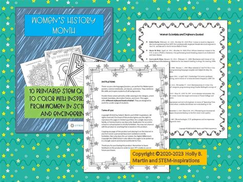 Women In Stem Inspiring Quotes Coloring Posters Womens Etsy