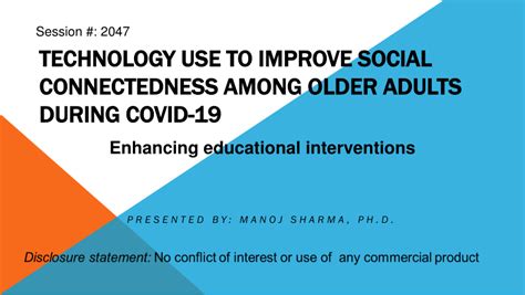 Pdf Technology Use To Improve Social Connectedness Among Older Adults