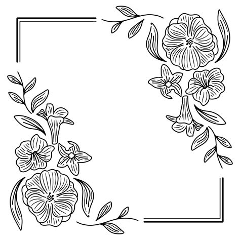 Minimalist Black Floral Border Floral Corner Border Black Floral