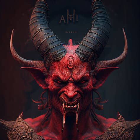 Portrait Of A Devil With Red Horns Stock Illustration Illustration Of Mythology Poster 270965733