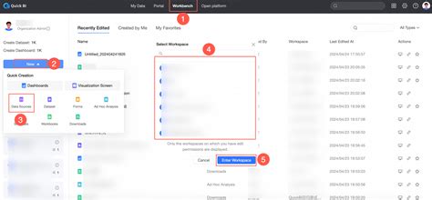 create a database data source create a portal what are the supported