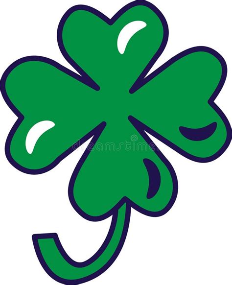 Green Four Leaf Clover Good Luck Symbol Stock Illustration
