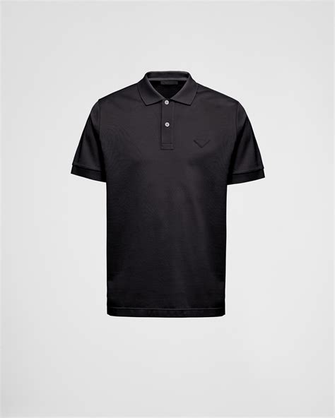 Black Piqué Polo Shirt Prada United States