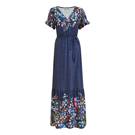 Yumi Yumi Navy Floral Slinky Jersey Maxi Dress Navy Frasers