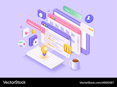 Modern D Isometric Of Design And Development Vector Image