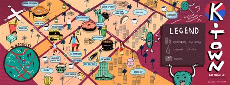 Koreatown In Los Angeles California By Christian Jun Illustrated Map
