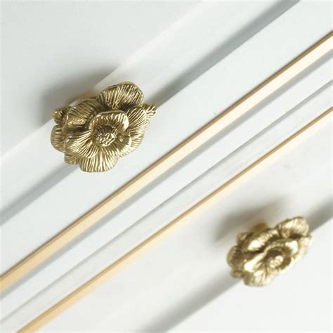 Flower Brass Knobs Kitchen Pulls And Knobs Cabinet Handles Etsy