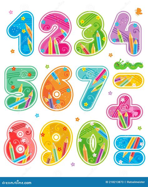 Colorful Decorated Numbers And Arithmetic Signs Stock Image
