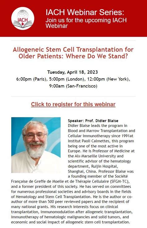 International Academy For Clinical Hematology Iach On Linkedin 📣join