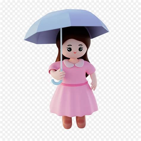 3d卡通撑雨伞的女孩png图片素材下载图片编号yjvdxbvb 免抠素材网