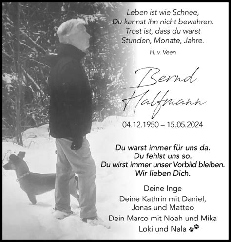 Traueranzeigen Von Bernd Halfmann Wirtrauern