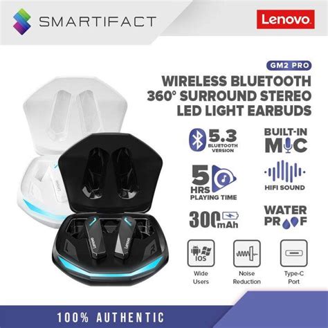 Lenovo ThinkPlus Gm2 Pro Gaming Earphones Bluetooth 5 3 TWS HD Stereo Low Latency With Mic Music