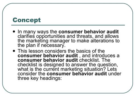 Consumer Behavior Audit Ppt