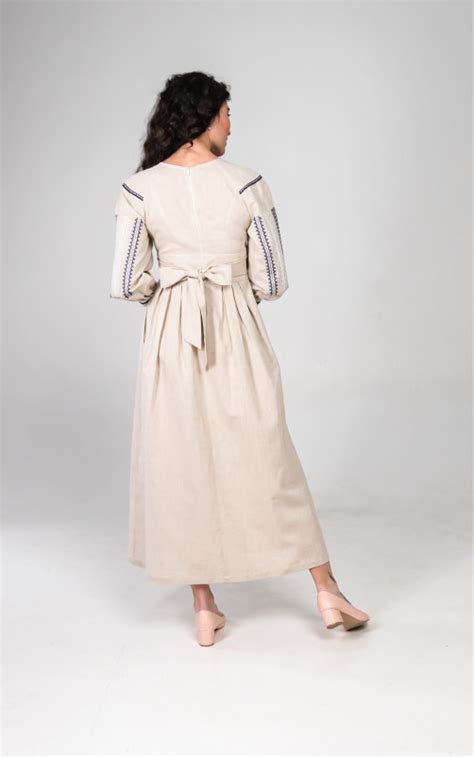 Плаття вишиванка максі бежеве Ромби калейдоскоп багатобарвні купити в