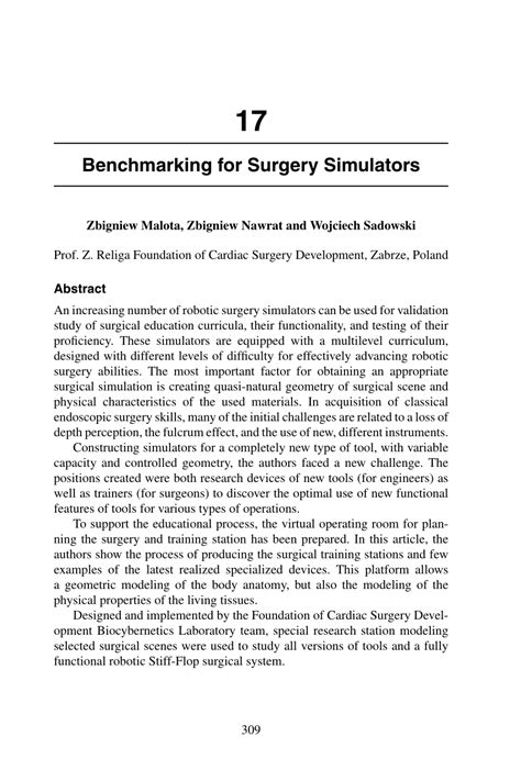 Pdf Benchmarking For Surgery Simulators