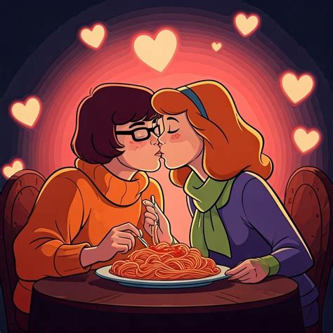 Velma And Daphne Share A Romantic Spaghetti Dinner Ai Art