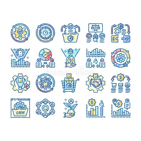 Business Process Efficiency Icons Hand Drawn Stock Illustration