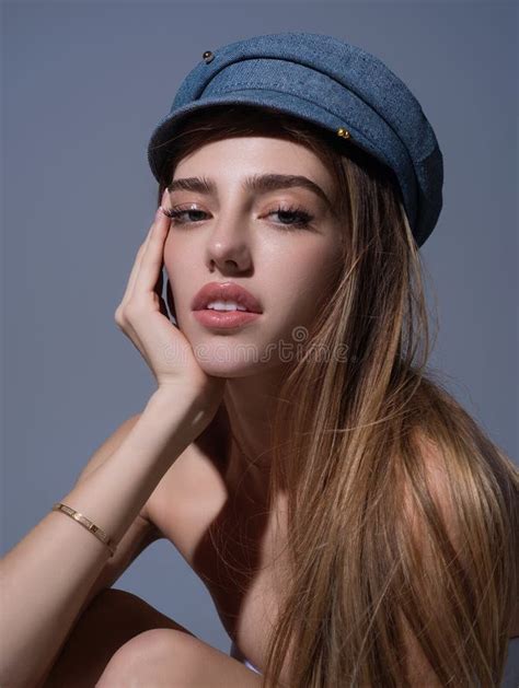 Attractive Woman Posing With Cap Beautiful Model Portrait Beauty