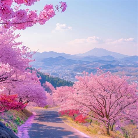 Summer Is Full Of Colorful Trees And Cherry Blossoms Premium Ai