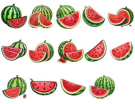 Watermelons Clipart Set Watermelon 28 Png Digital Print Fruit Decor