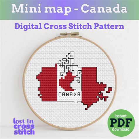 Canadian Map Cross Stitch Etsy